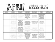 April Writing Prompts FREE April Writing Prompt Calendar The April Writing Prompts FREE April Writing Prompt Calendar The