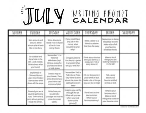 July Writing Prompts: FREE July Writing Prompt Calendar! - The ...